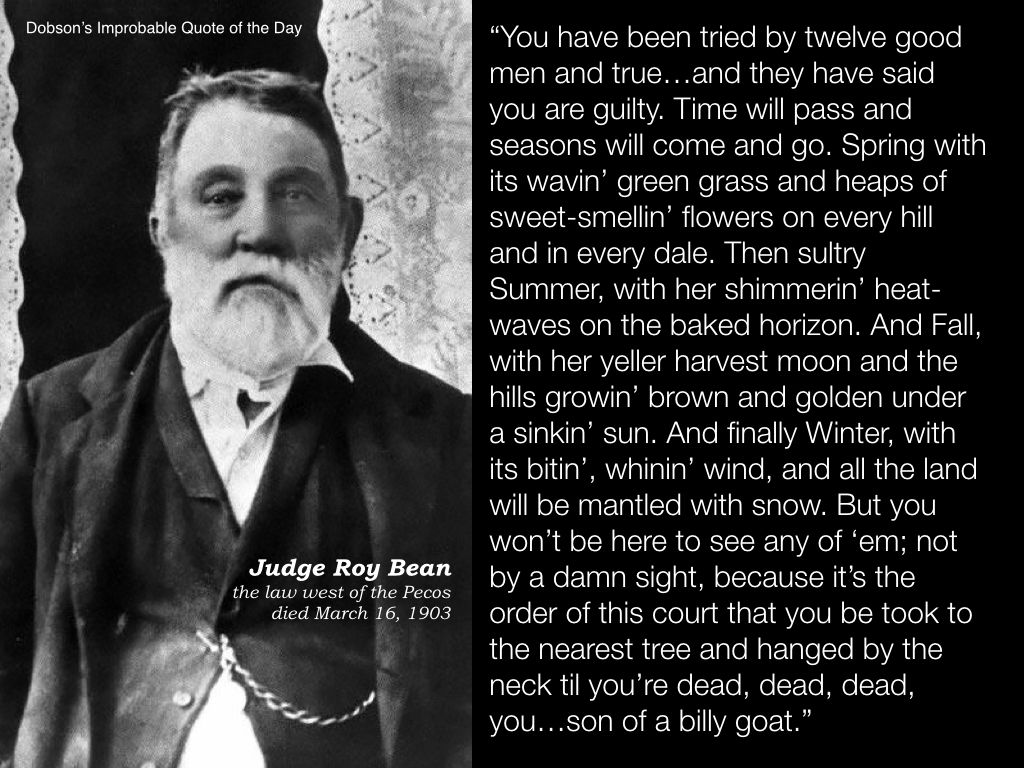 Judge Roy Bean sentence – The American Catholic