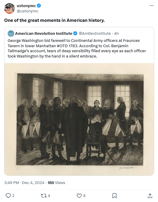 December 4, 1783: Washington Bids Farewell to His Officers – The ...